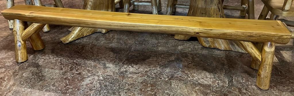 Cabin Collection Half Log Bench - Rustic Log Style