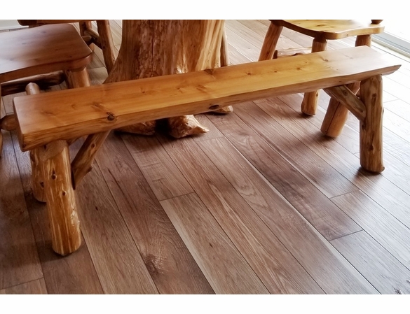 Cabin Collection Half Log Bench - Rustic Log Style