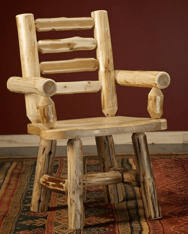 Cabin Collection Ladderback Dining Chair with Arms - Rustic Log Style
