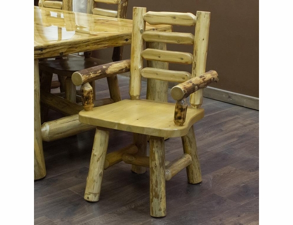 Cabin Collection Ladderback Dining Chair with Arms - Rustic Log Style