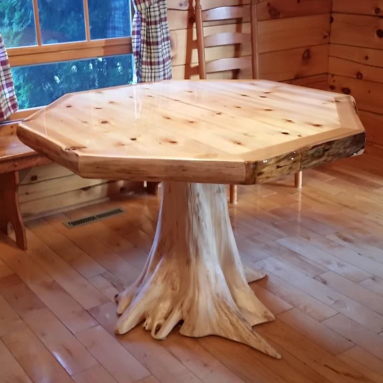 Cabin Collection Octagonal Stump Base Dining Table - Rustic Log Style