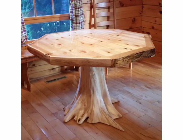 Cabin Collection Octagonal Stump Base Dining Table - Rustic Log Style