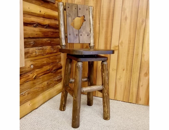 Cabin Collection Silhouette Swivel Bar Chair - Rustic Log Style