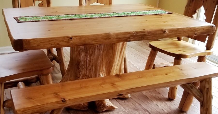 Cabin Collection Dining Table with Stump Base - Rustic Log Style