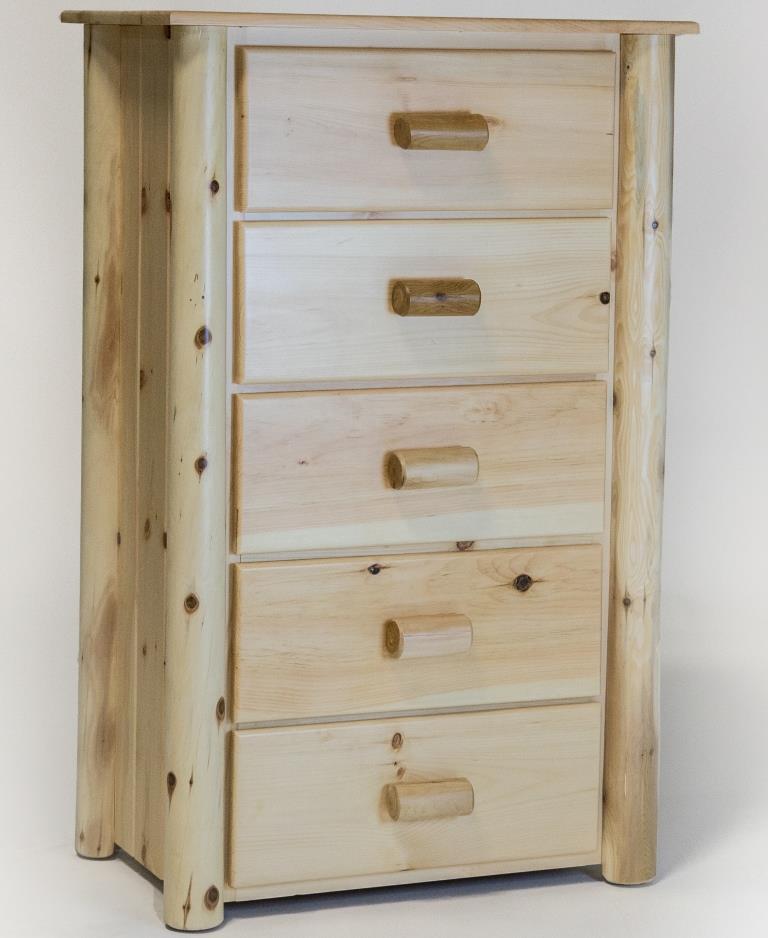 Rustic Cedar Log Five-Drawer Chest