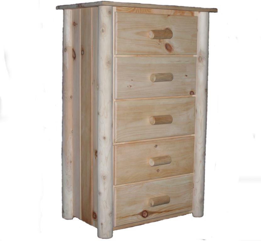 Rustic Cedar Log Five-Drawer Chest