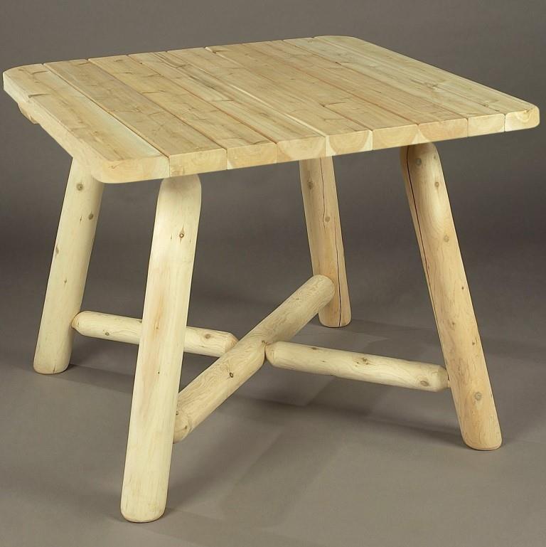 Cedar Wood Log-Style Square Dining Table – 36”
