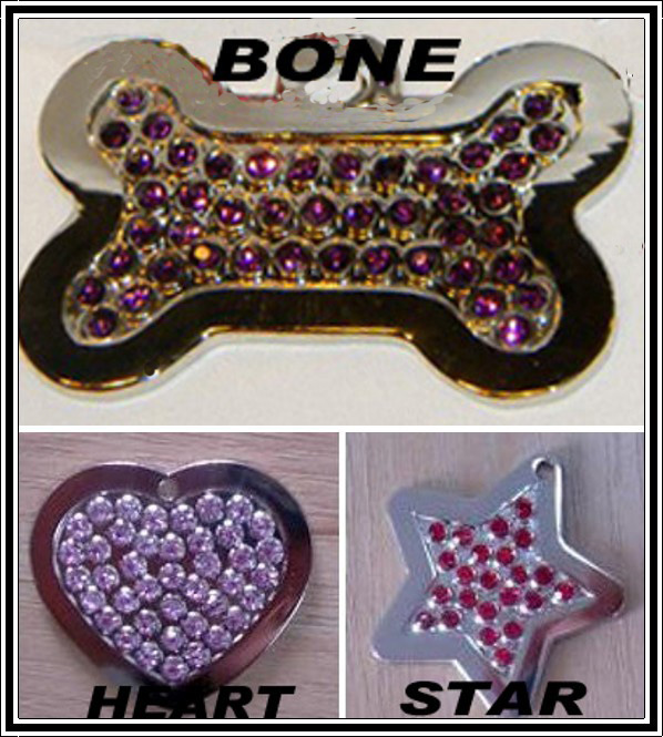 CRYSTAL PET ID TAGS - Many Color Choices