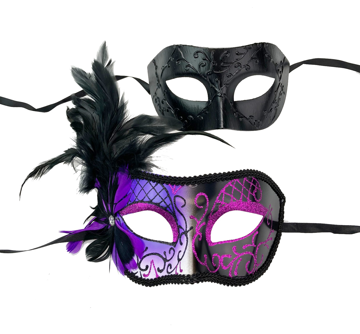 Black And Purple Masquerade Masks For Men