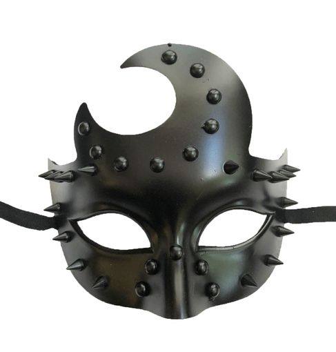 Women's Satin Black Spike Mask