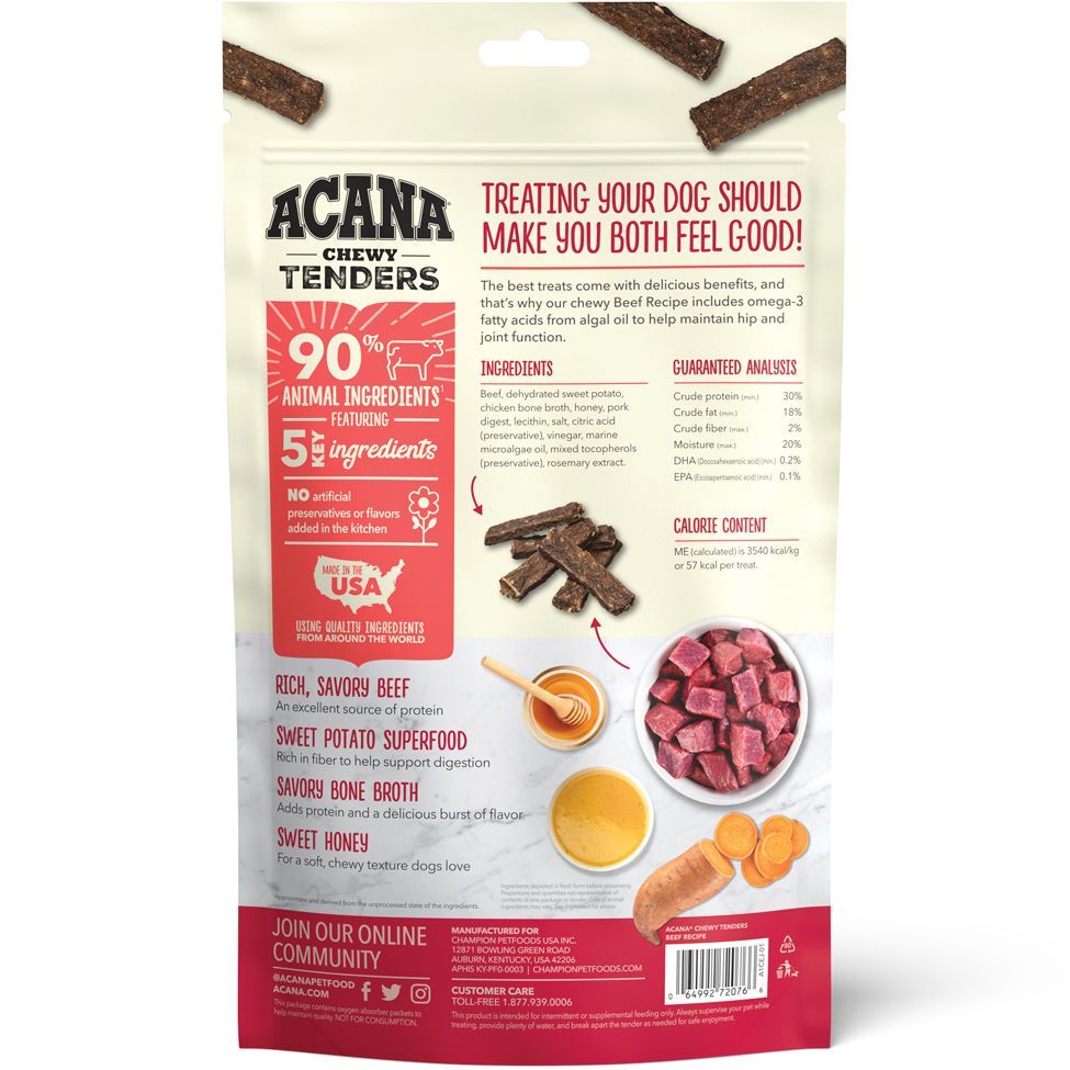 ACANA Chewy Tenders Beef Dog Treats 4oz