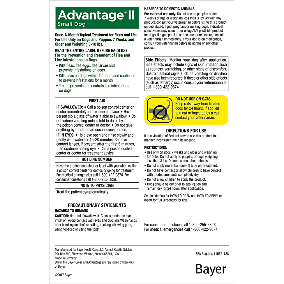 Advantage II Flea Control for Small Dogs 3-10 lbs, 6pk