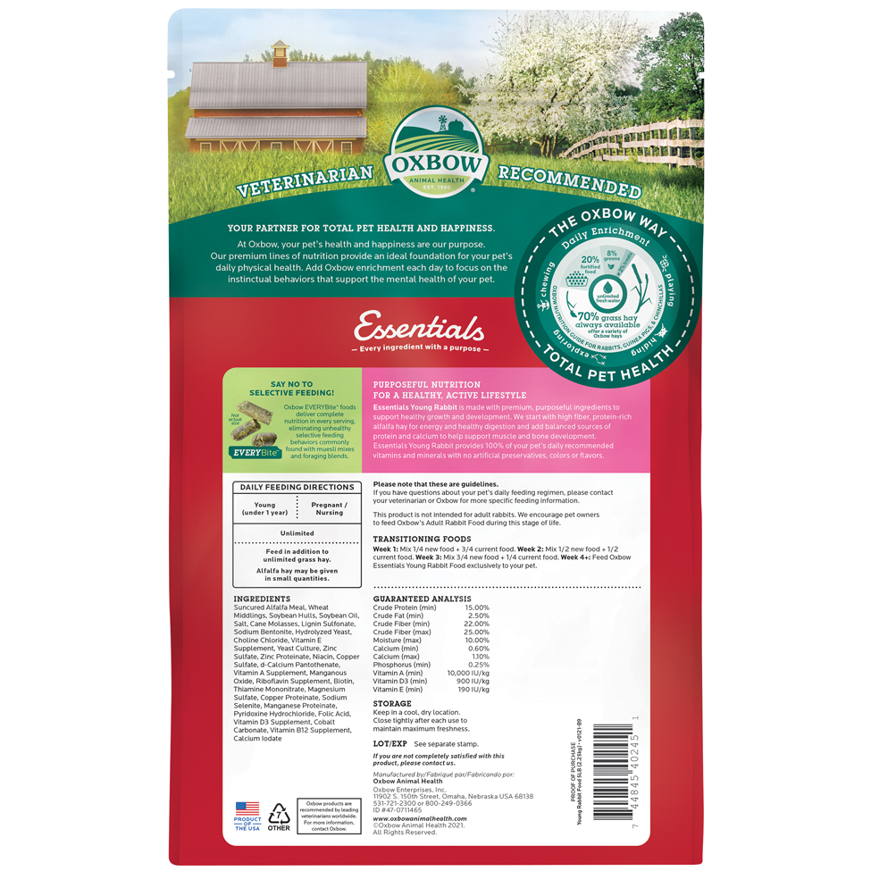 Oxbow Essentials Young Rabbit Food 5 lbs