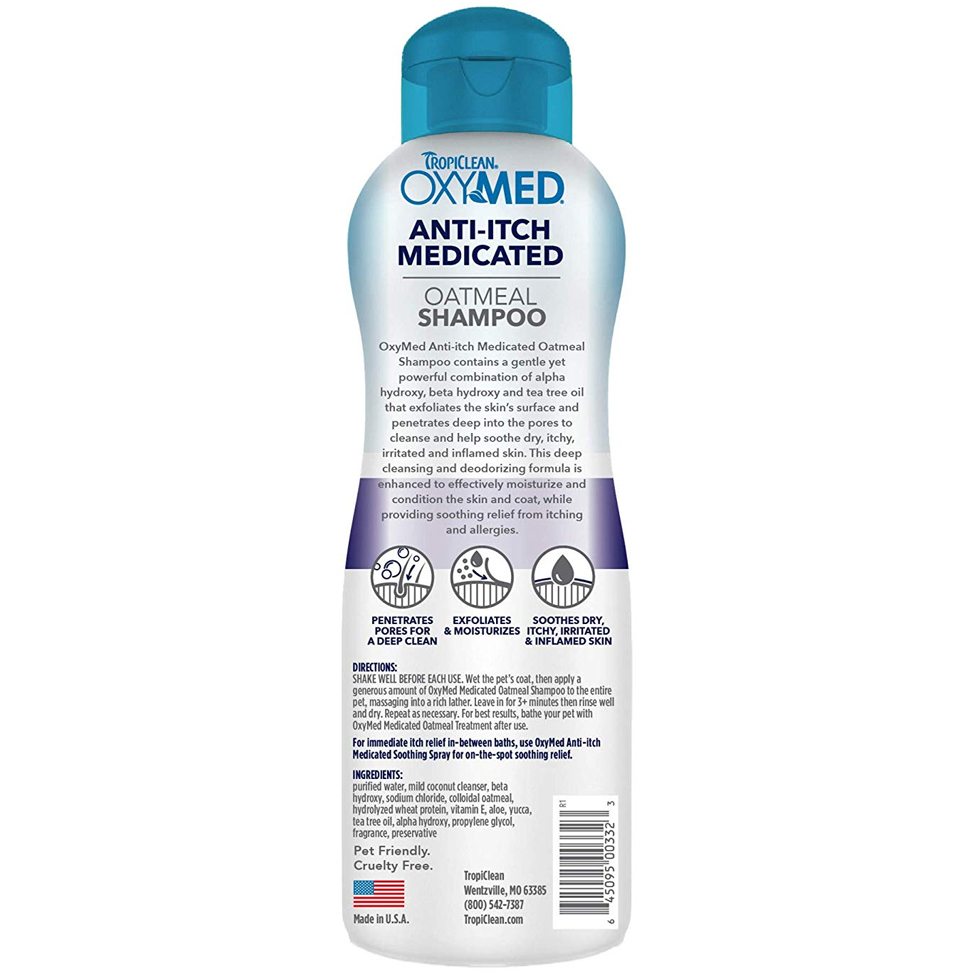 TropiClean OxyMed Anti-Itch Medicated Oatmeal Pet Shampoo 20oz