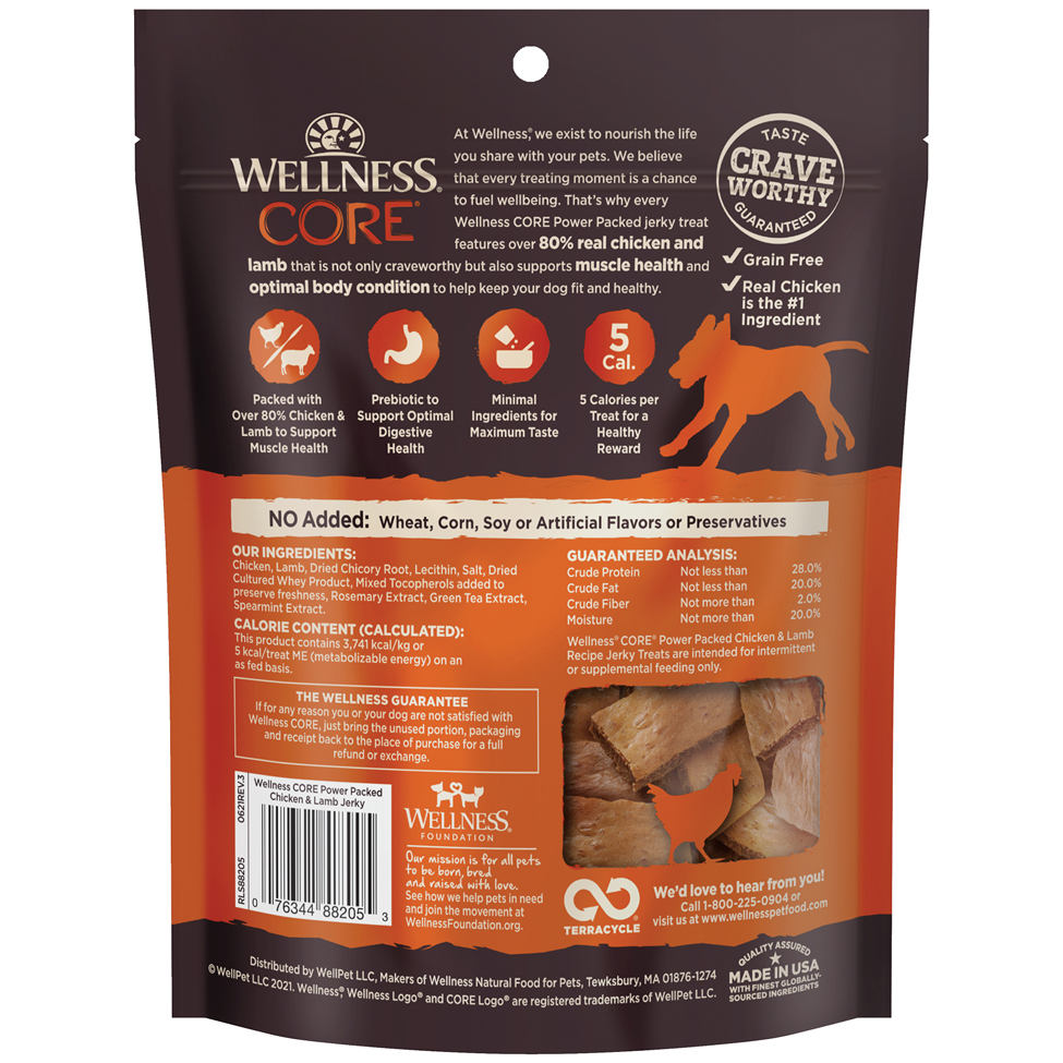 Wellness CORE Power Packed Chicken & Lamb Jerky Dog Treats 4oz