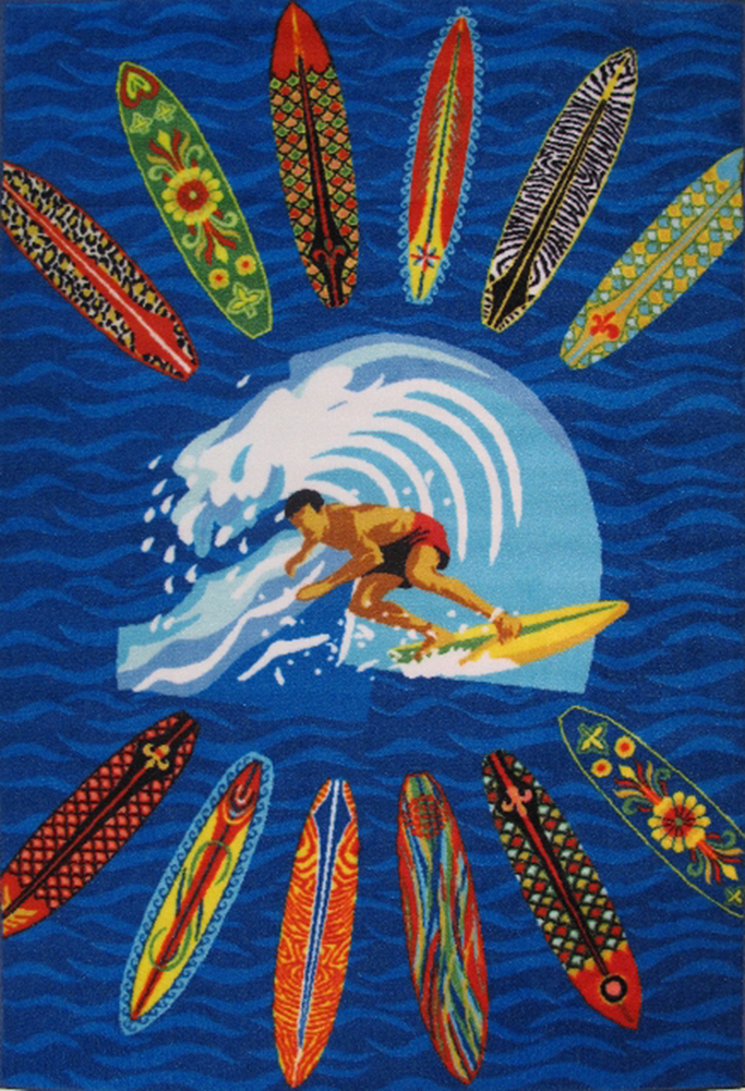 Fun Area Rugs: Surf Time Rugs: ST-21 Surfer Dude Multi-Color - Surf ...