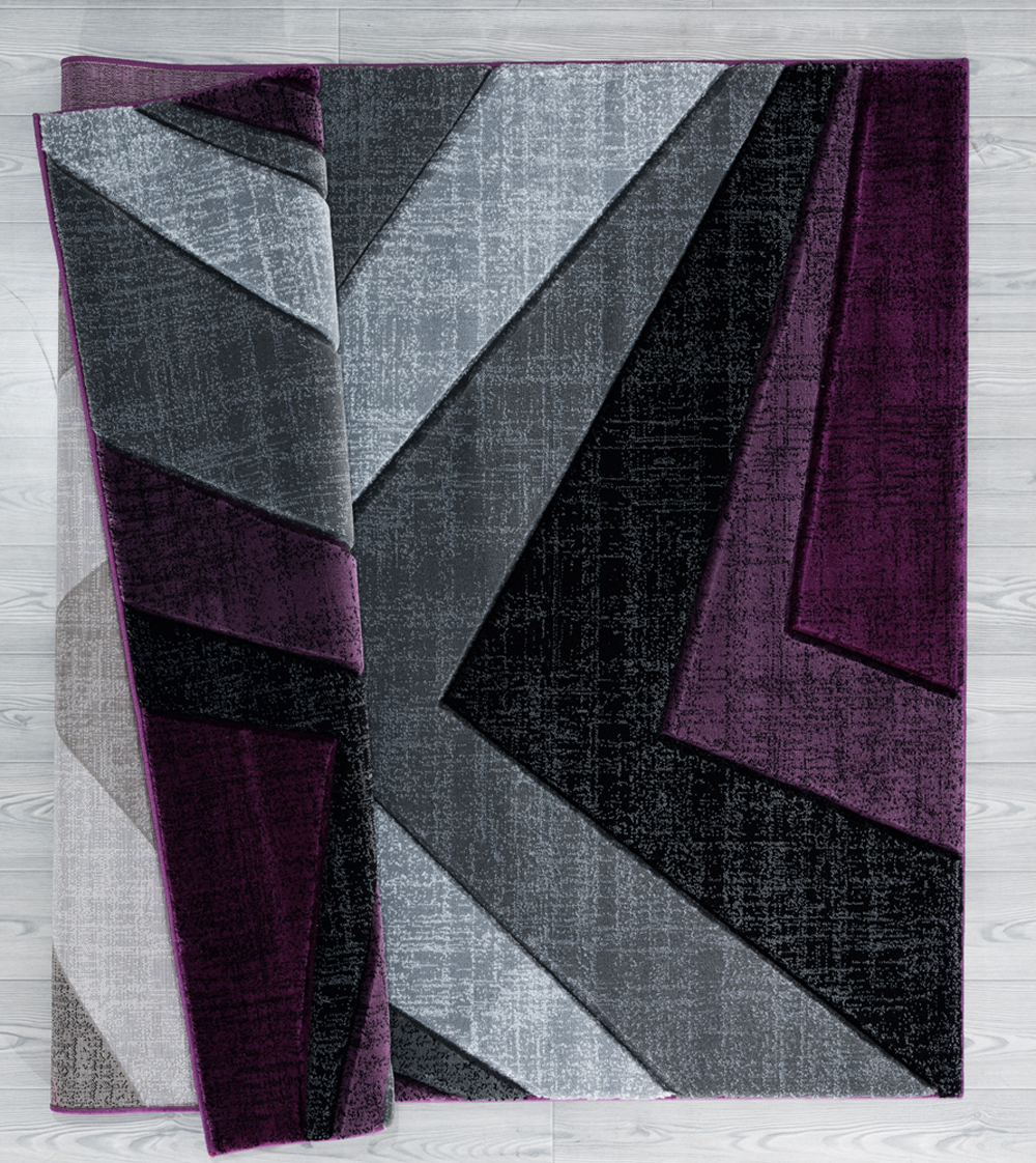 Purple Blocks Cubes Cross Angled Contemporary Area Rug Geometric 2050 ...