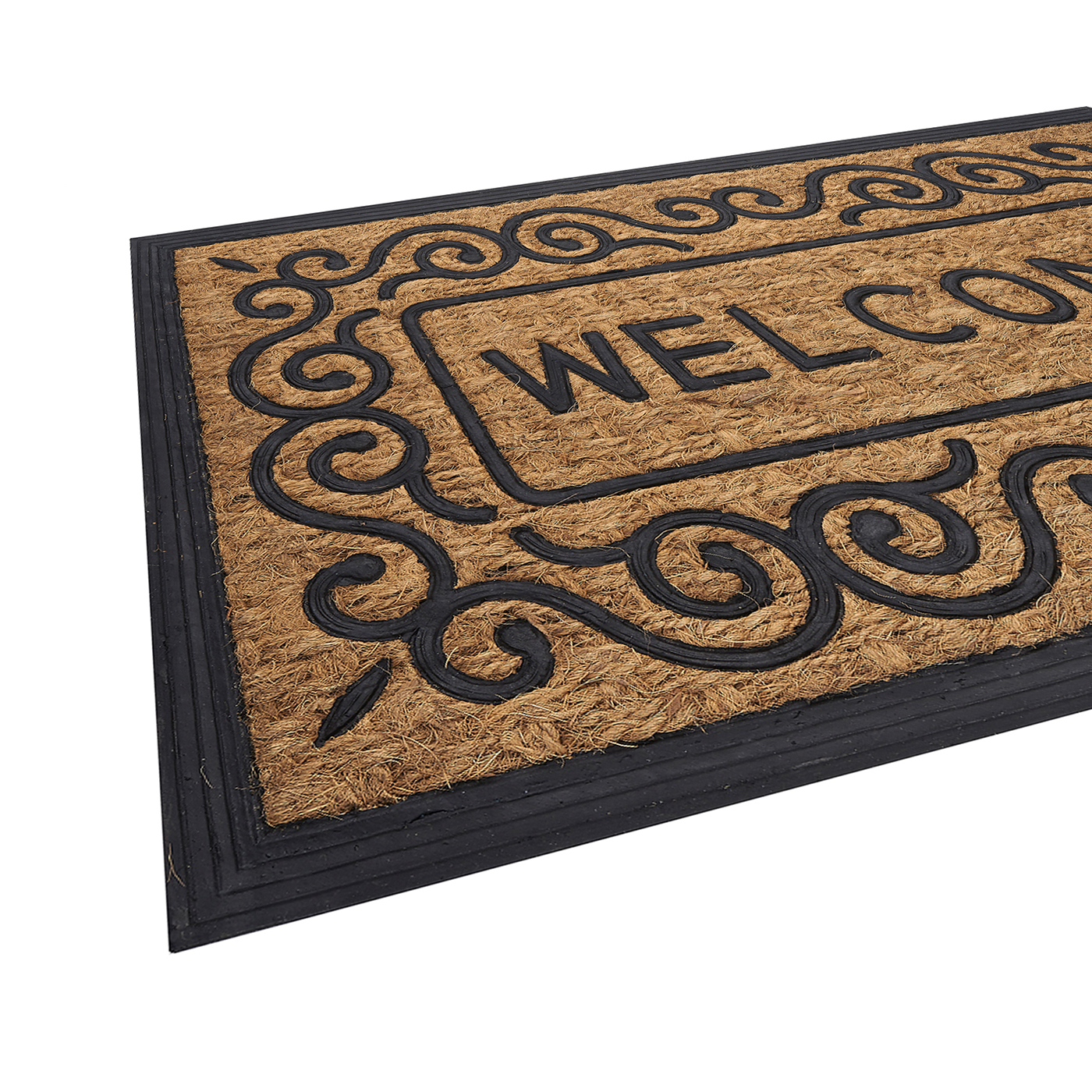 Welcome, Scrolls, 18" x 30" - Coco Natural Rubber Mats - Door Mats ...