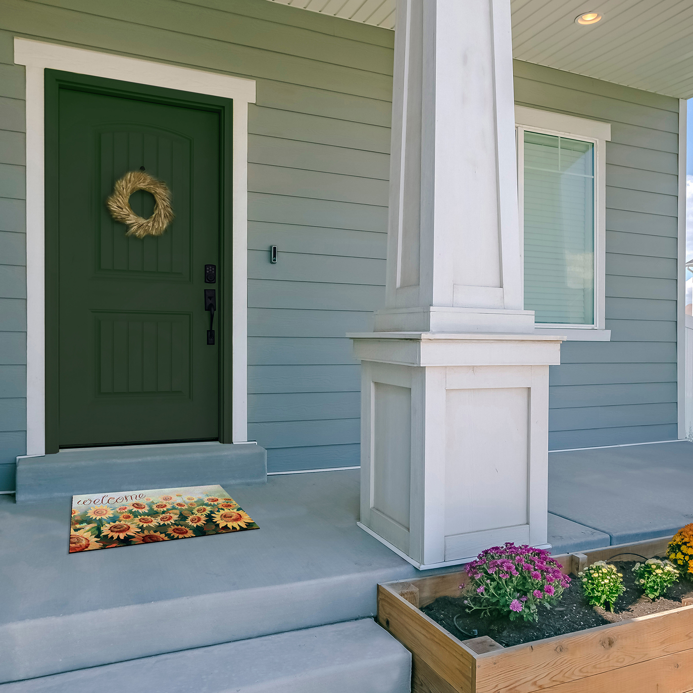 Welcome Sunflower Field, 18" x 30" - Outdoor Rubber Mats - Door Mats ...