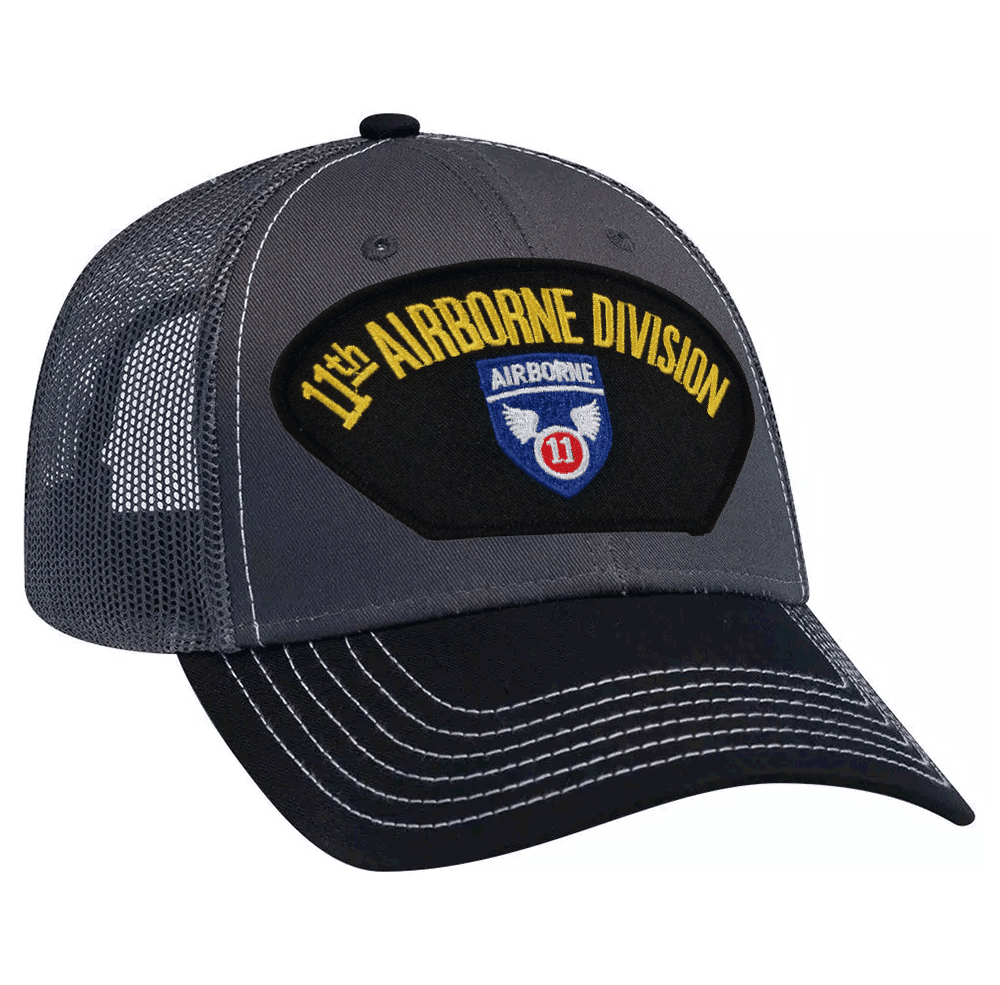 11th Airborne Division Gray Mesh Back Cap - New Gray Mesh Caps ...