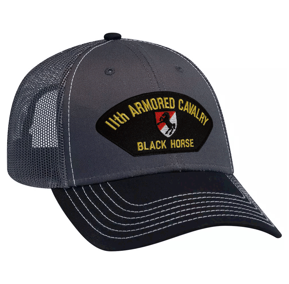 11th Armored Cavalry Gray Mesh Back Cap - New Gray Mesh Caps ...