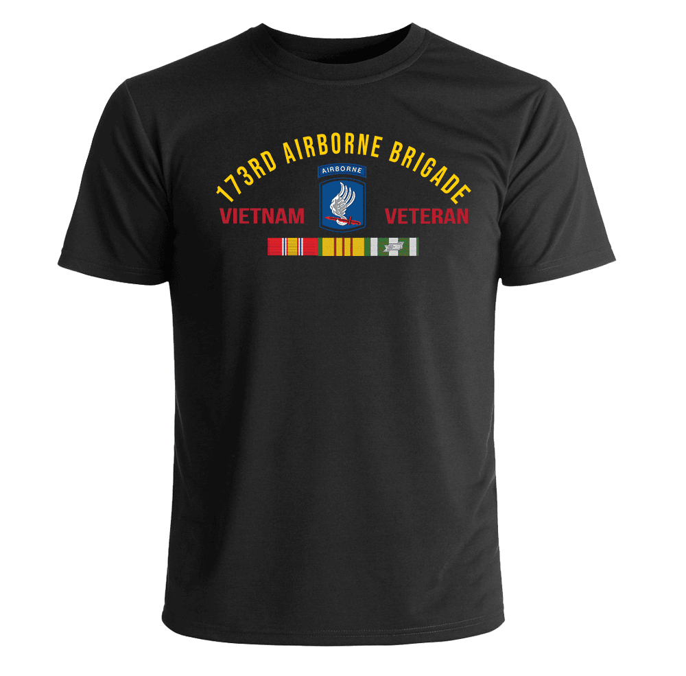 173rd Airborne Brigade Vietnam Veteran with Ribbons T-Shirt - US Army Division Vietnam Veteran ...
