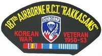 187th Airborne RCT Rakkasans Korean Vet Hat Patch - Korean Veteran ...