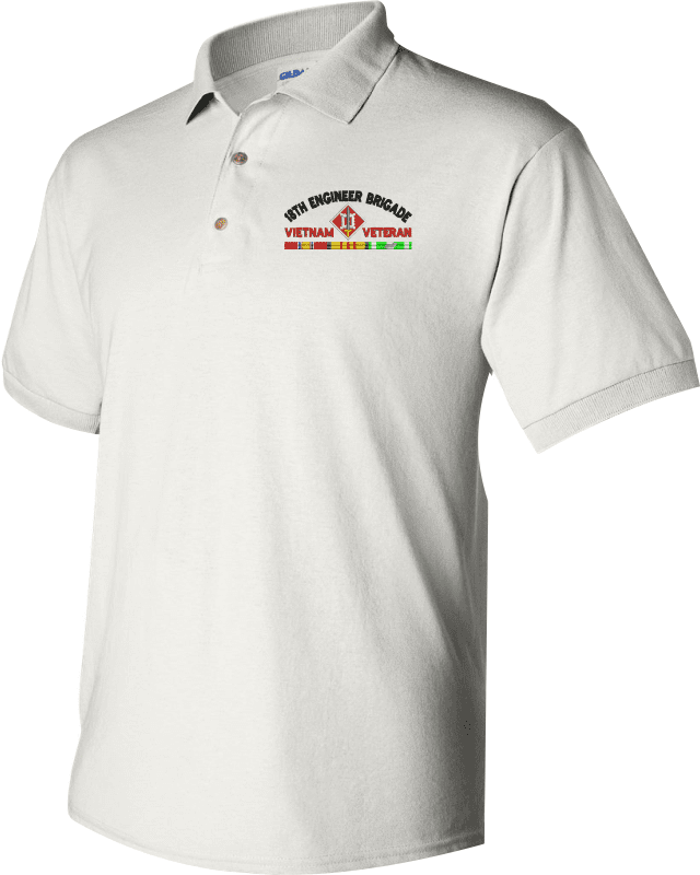 18th Engineer Brigade Vietnam Veteran with Ribbons Embroidered Polo ...