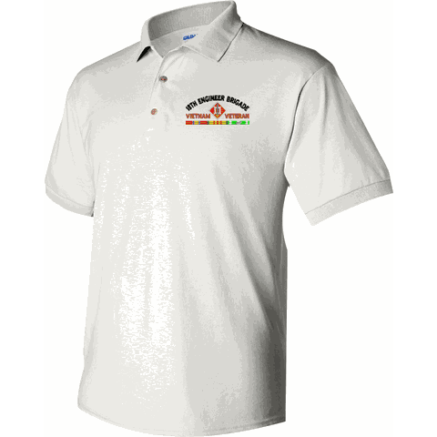 18th Engineer Brigade Vietnam Veteran with Ribbons Embroidered Polo ...