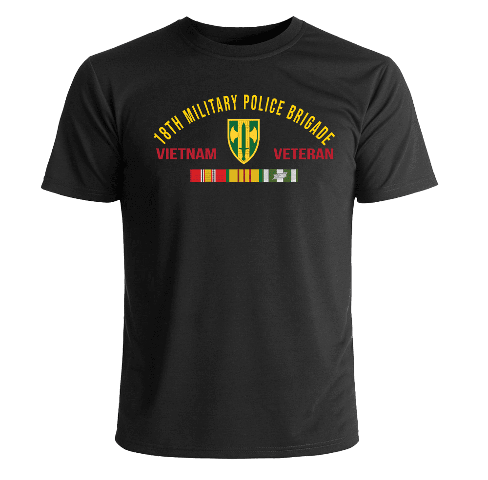 18th Military Police Brigade Vietnam Veteran with Ribbons T-Shirt - US ...