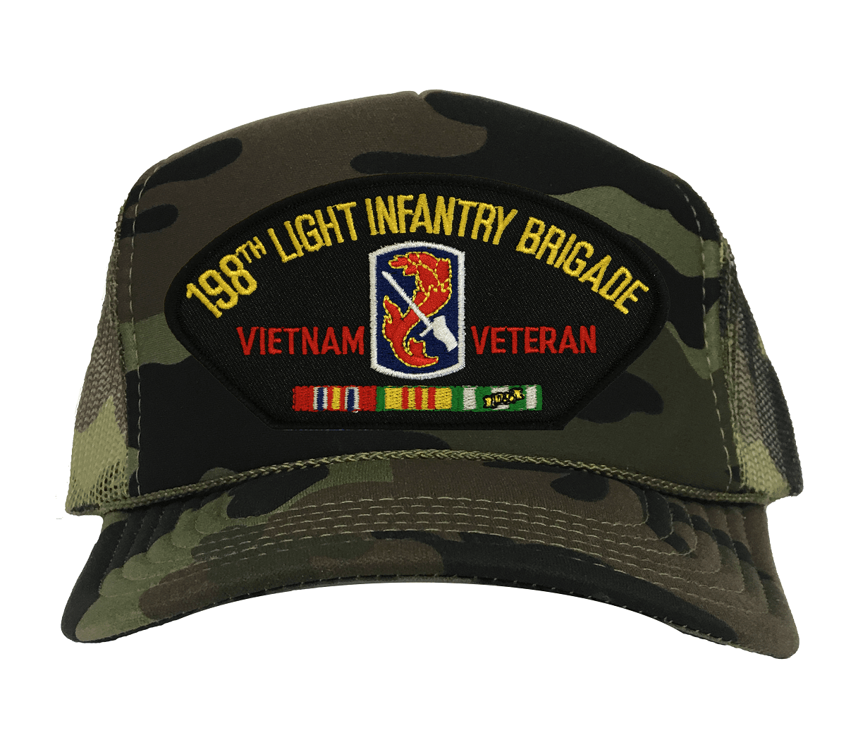 198th Light Infantry Brigade Vietnam Veteran Camo Mesh Back Cap - New ...