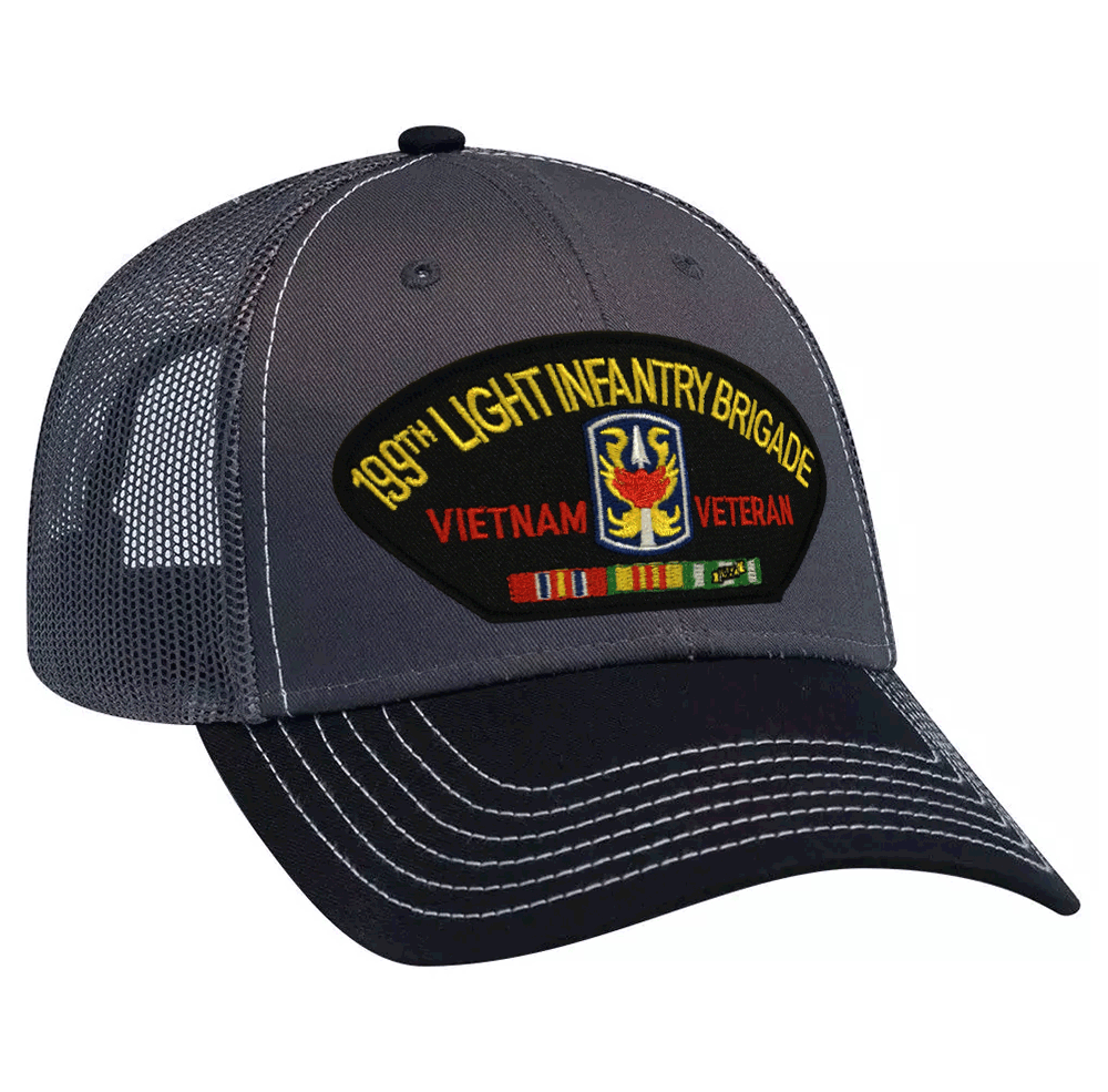 199th Light Infantry Brigade Vietnam Veteran Gray Mesh Back Cap - New ...