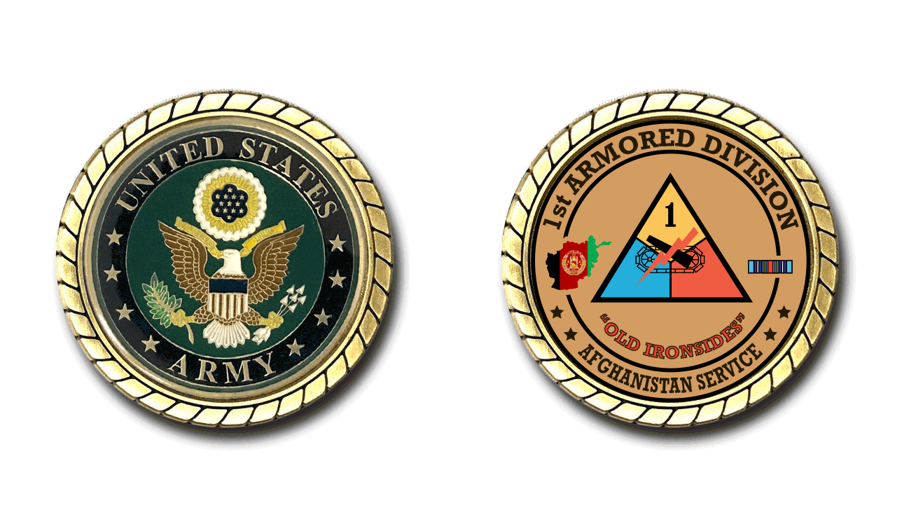 1st Armored Division Afghanistan Service Challenge Coin - New US Army ...