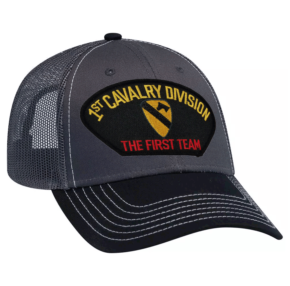 1st Cavalry Division The First Team Gray Mesh Back Cap - New Gray Mesh ...