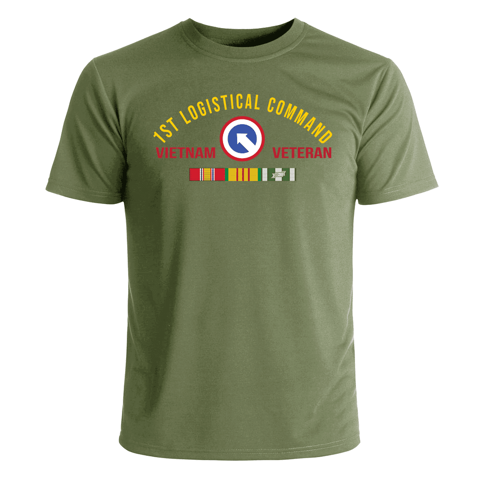1st Logistical Command Vietnam Veteran with Ribbons T-Shirt - US Army ...