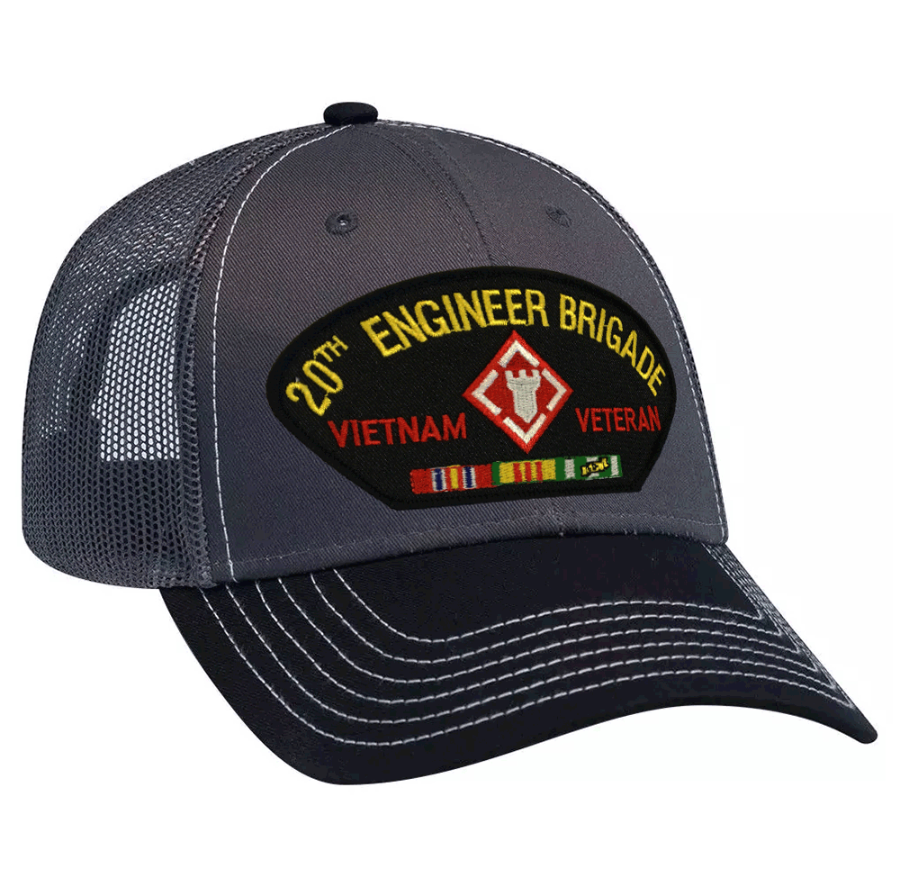 20th Engineer Brigade Vietnam Veteran Gray Mesh Back Cap - New Gray ...