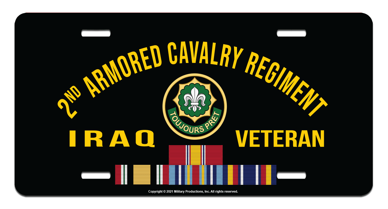 2nd Armored Cavalry Iraq Veteran License Plate - Iraq Veteran License ...