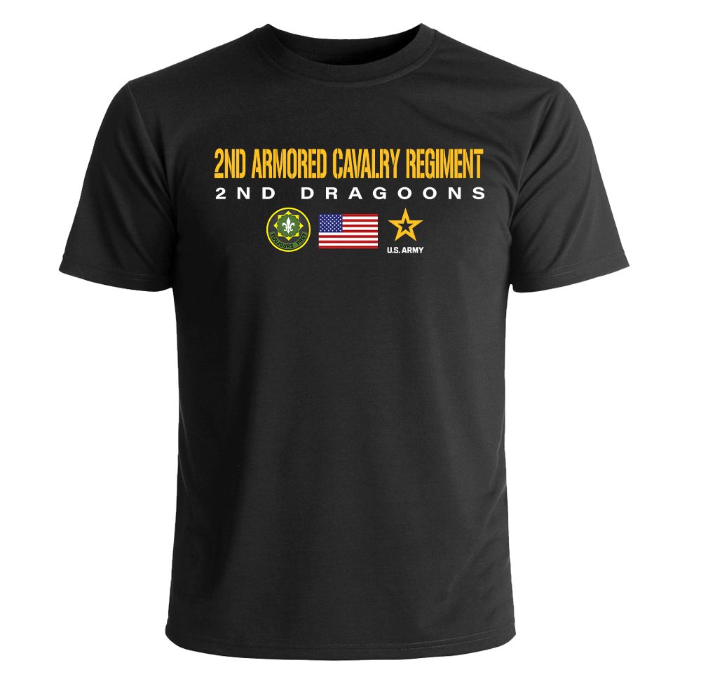 2nd Armored Cavalry Regiment Subtitle T-Shirt - US Army Unit Full Color ...