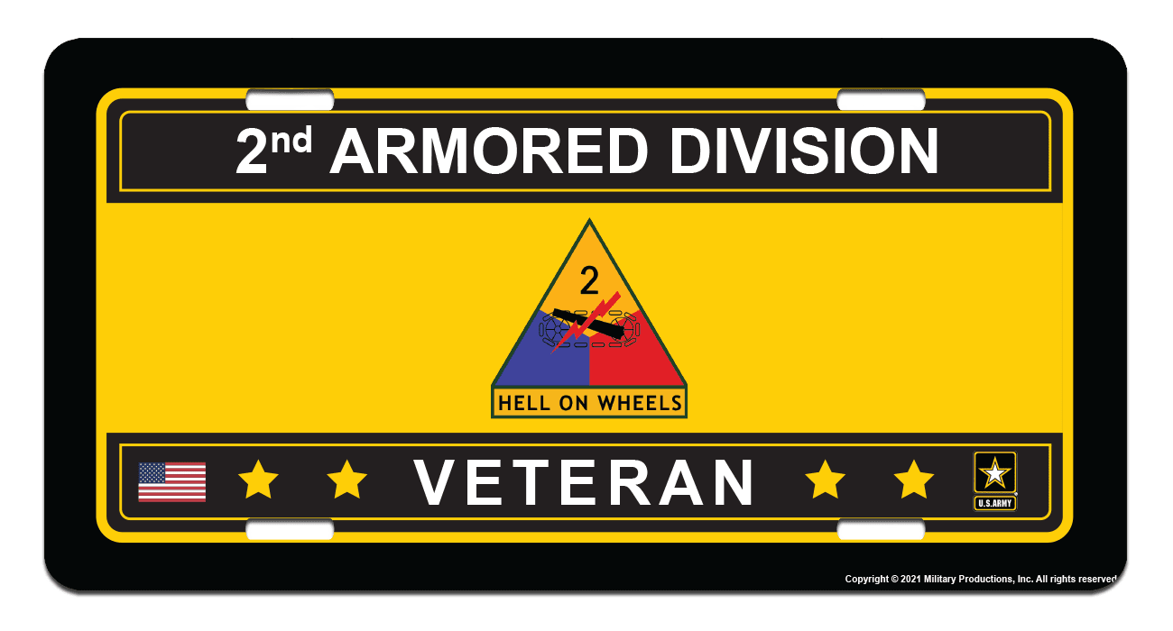 2nd Armored Division Veteran License Plate - US Army Division Veteran ...