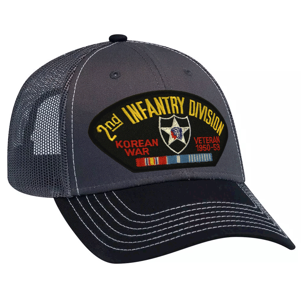 2nd Infantry Division Korean Veteran Gray Mesh Back Cap - New Gray Mesh ...