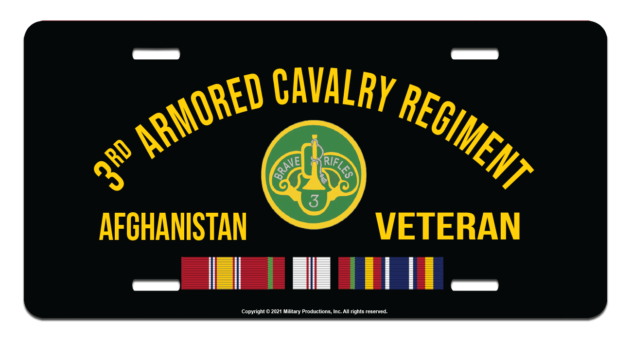 3rd Armored Cavalry Afghanistan Veteran License Plate - Afghanistan ...