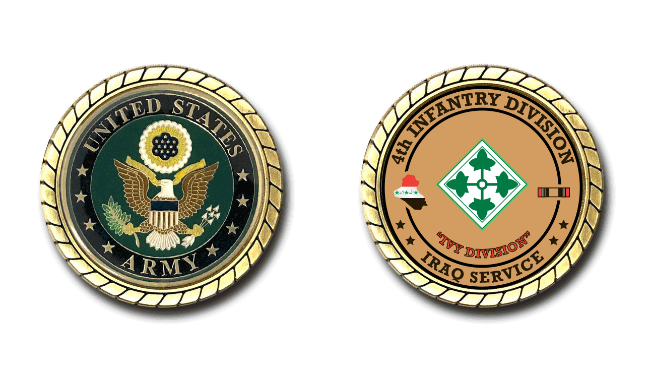 4th Infantry Division Iraq Service Challenge Coin - New US Army Iraq ...
