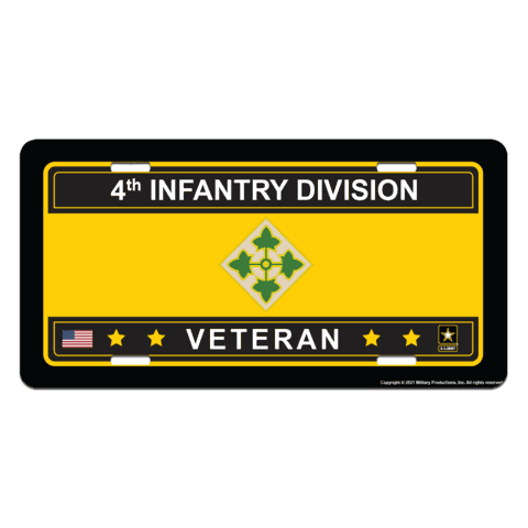 4th Infantry Division Veteran License Plate - US Army Division Veteran ...