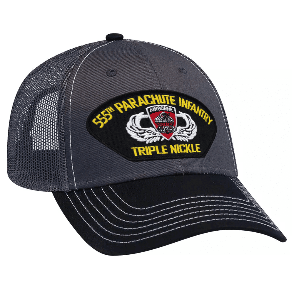 555th Airborne Infantry Triple Nickle Gray Mesh Back Cap - New Gray ...