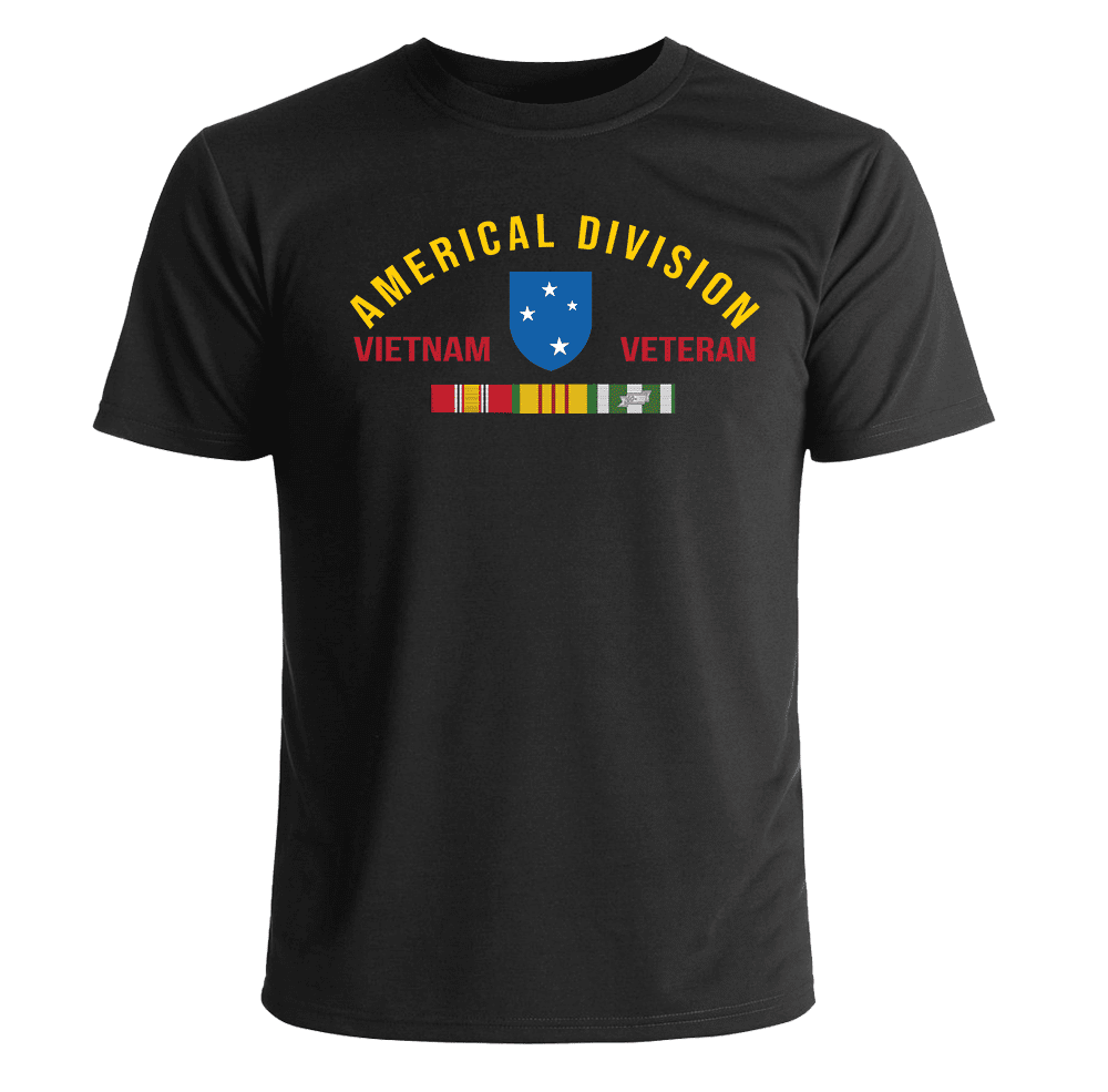 Americal Division Vietnam Veteran with Ribbons T-Shirt - US Army ...