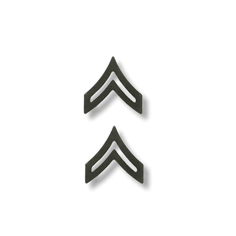 Army Corporal E-4 Pin-On Rank Pair - Black - Army Black Metal Rank ...