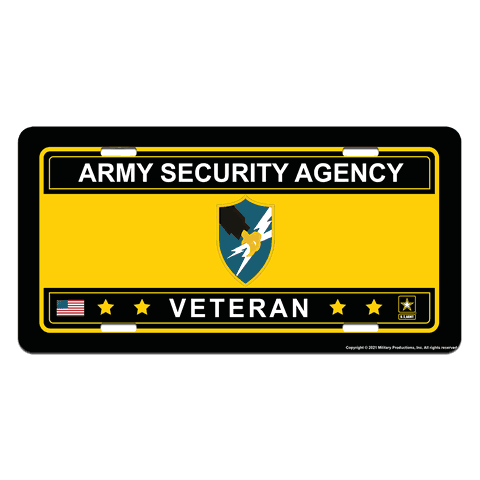 Army Security Agency Veteran License Plate - US Army License Plates ...