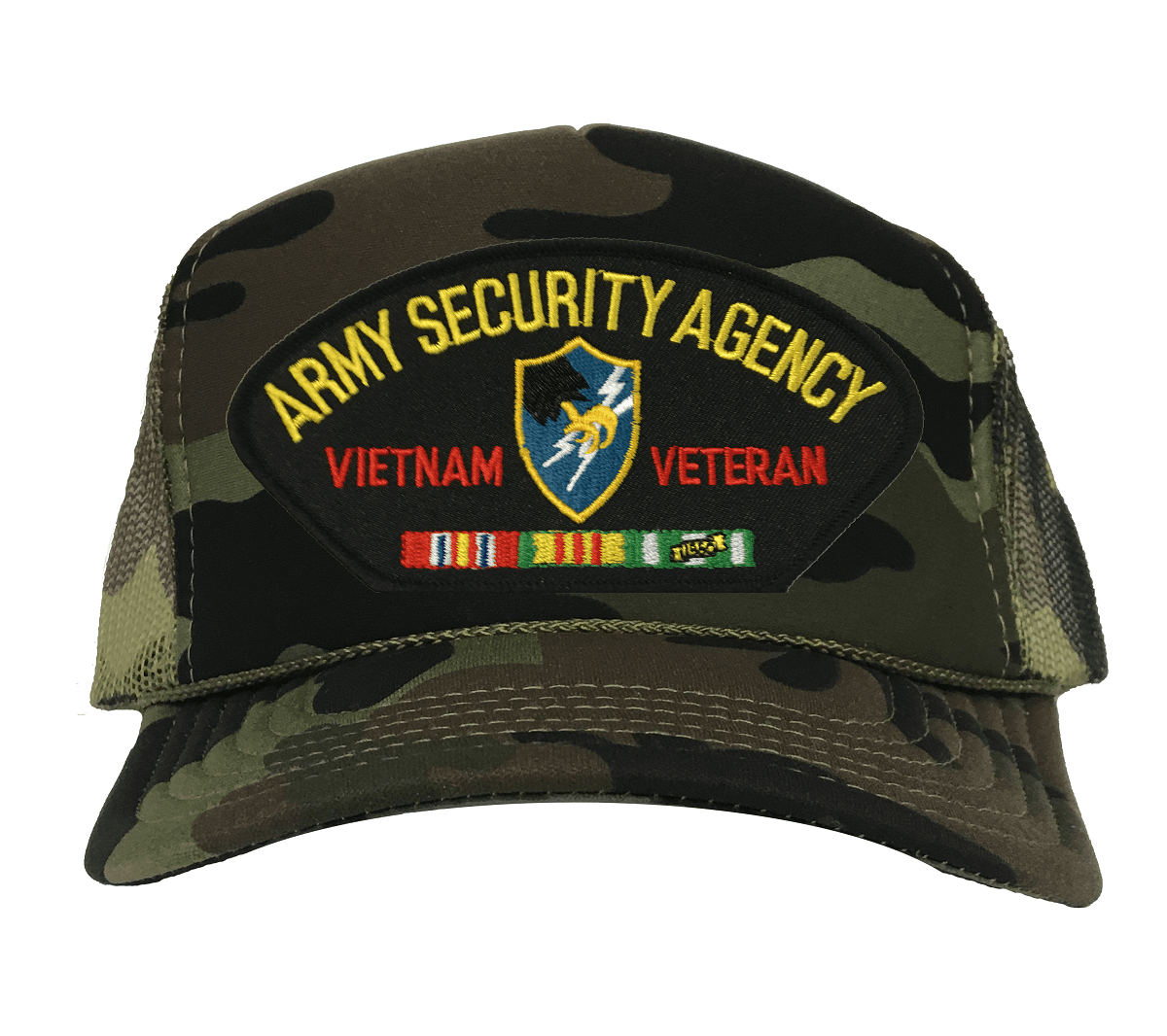 Army Security Agency Vietnam War Veteran Camo Mesh Cap - New Camo Mesh ...