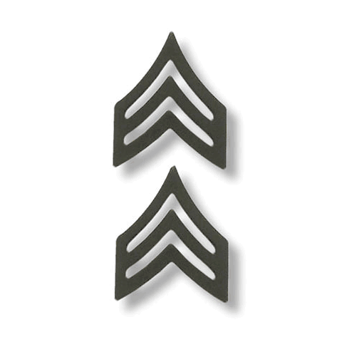 Army Sergeant E-5 Pin-On Rank Pair - Black - Army Black Metal Rank ...