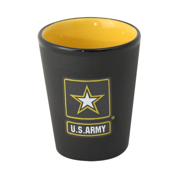 Ceramic Army Black and Yellow Shot Glass - NEW ITEMS - PriorService.com